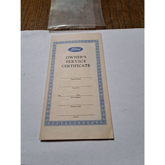 Ford | Other | Vintage 93941 Fordoriginal Owners Service Certificate ...